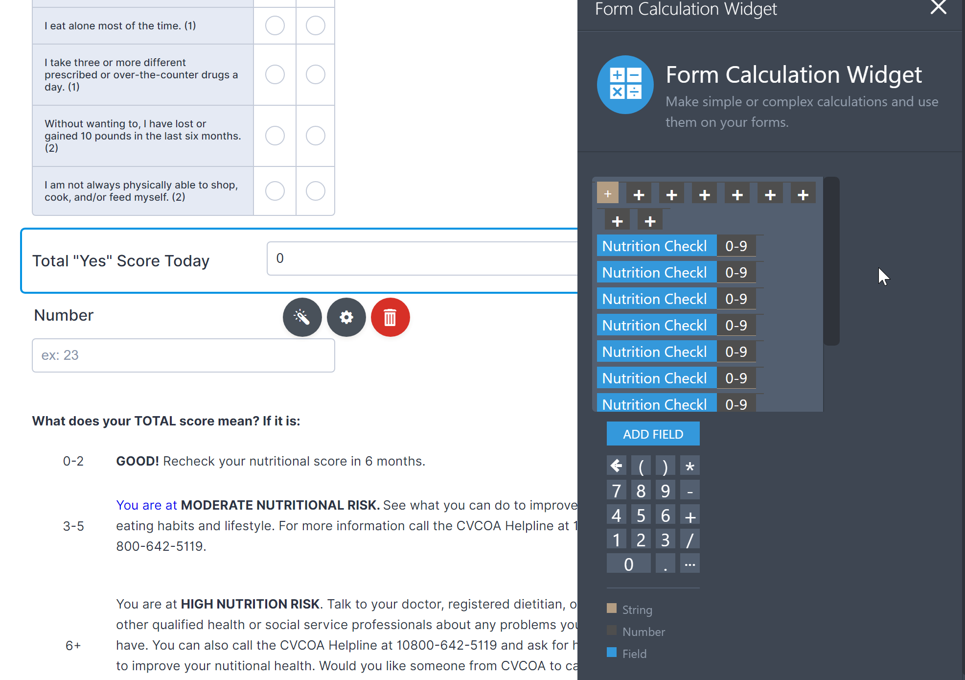 Trying To Sum Responses From An Input Table Using Form Calculation Widget